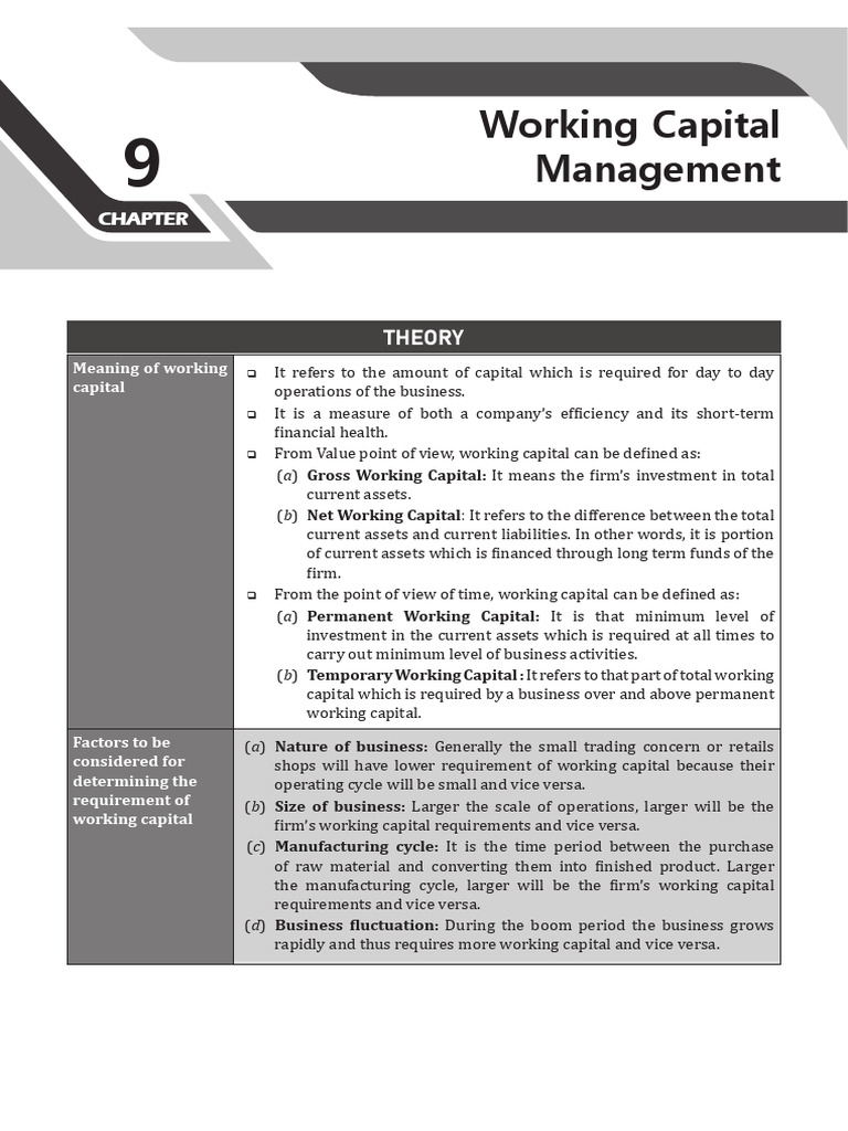 Working Capital Management: Theory | PDF | Working Capital | Finance ...