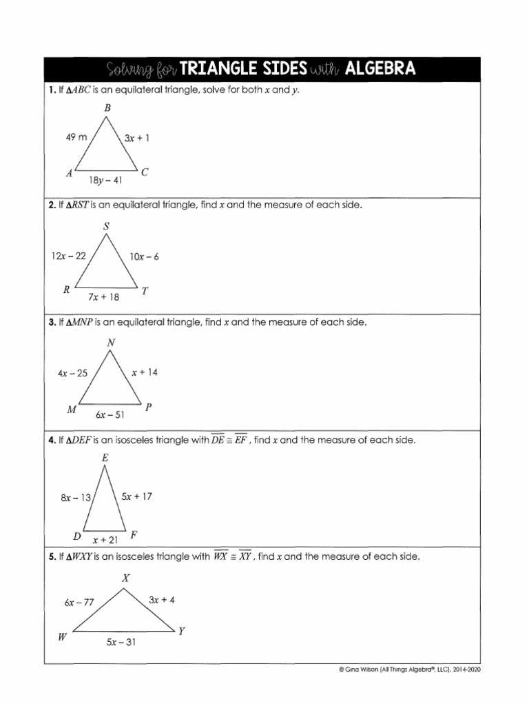 Solving For Triangle Sides With Algebra Part 1 | PDF