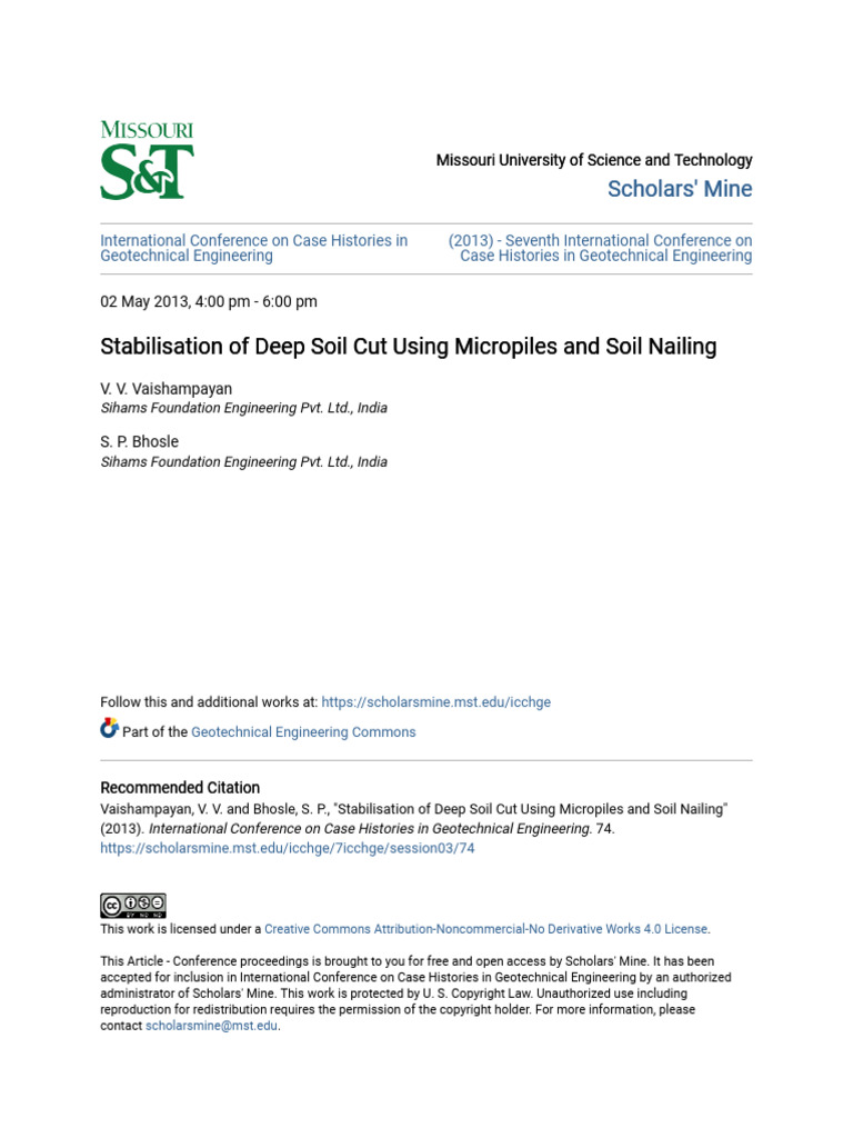 Stabilisation of Deep Soil Cut Using Micropiles and Soil Nailing | PDF ...