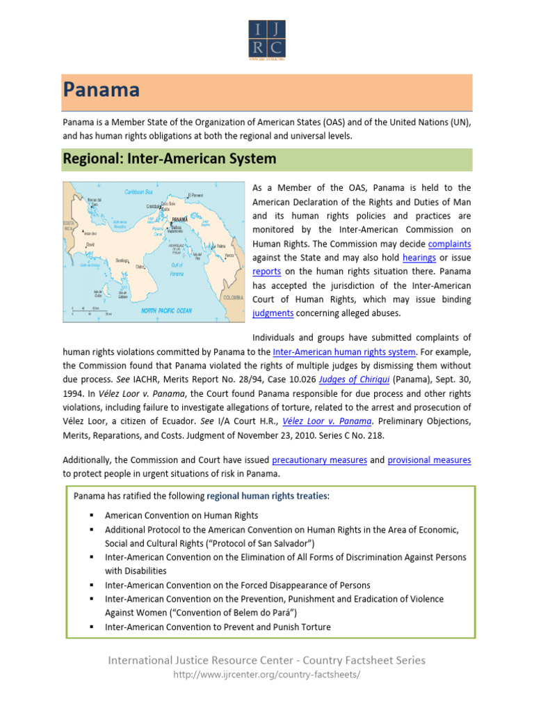 Panama-Factsheet | PDF | Human Rights | Convention On The Rights Of The ...