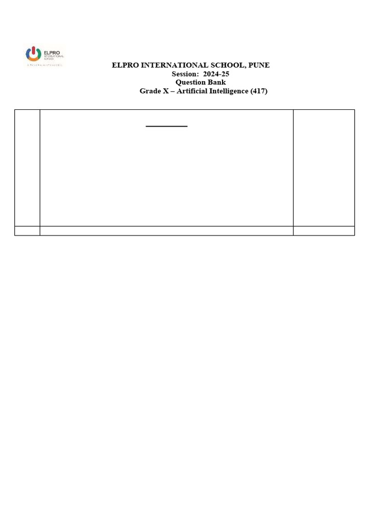 Grade 10 AI Question Bank 2024-25 | PDF | Artificial Intelligence ...