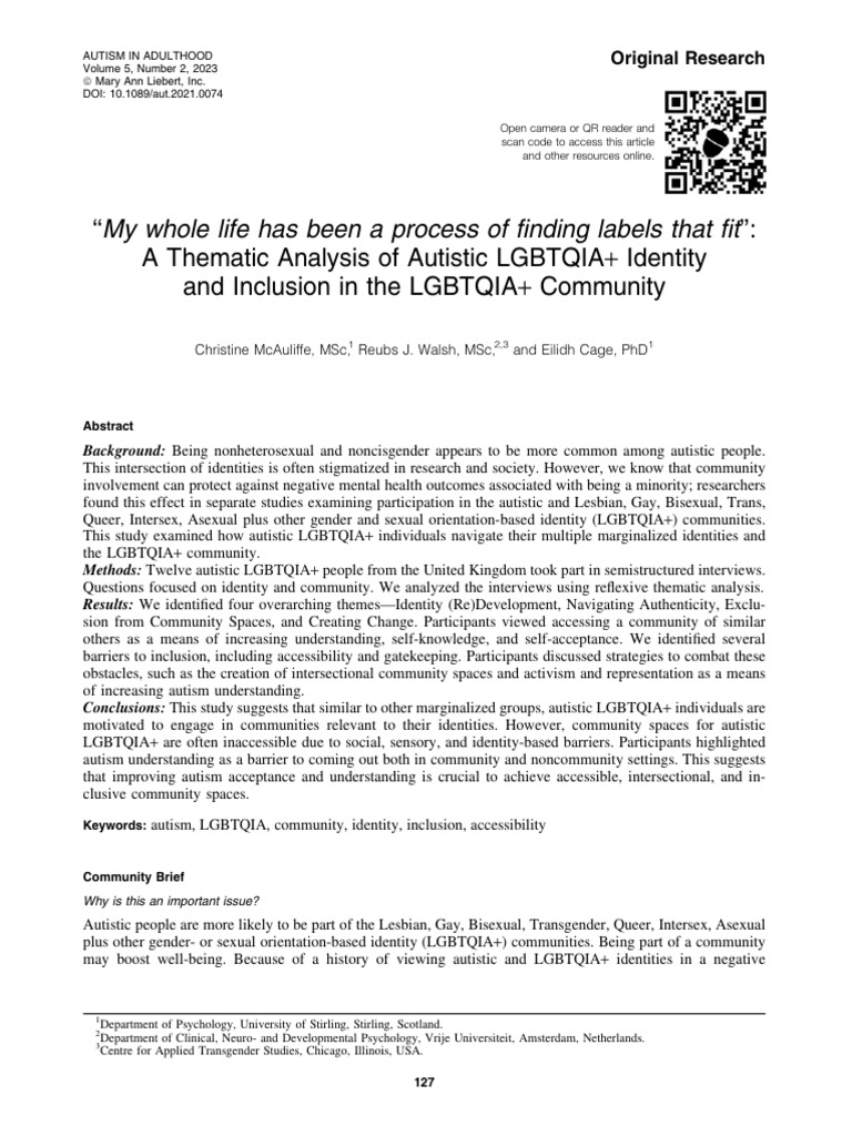 Autistic LGBTQIA+ Identity and Inclusion | PDF | Lgbt | LGBTQIA+ Studies