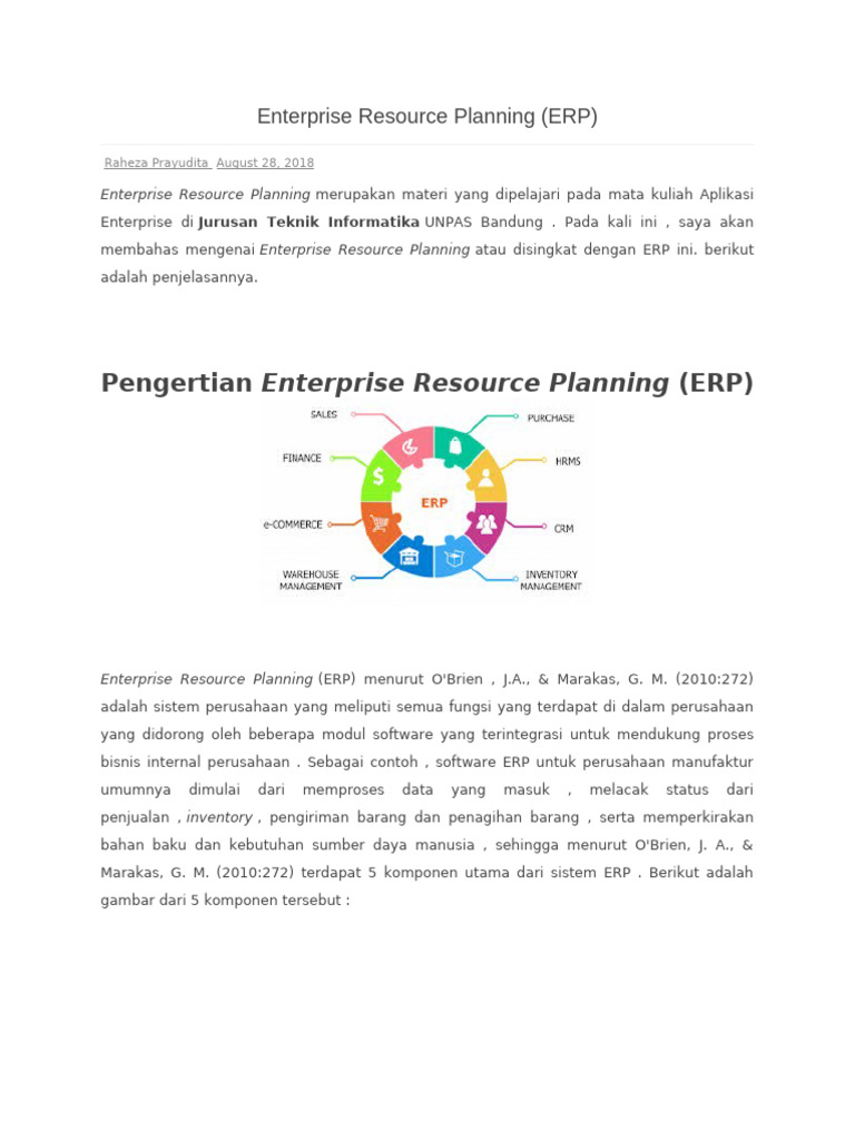 Konsep dan Komponen ERP dalam Bisnis | PDF