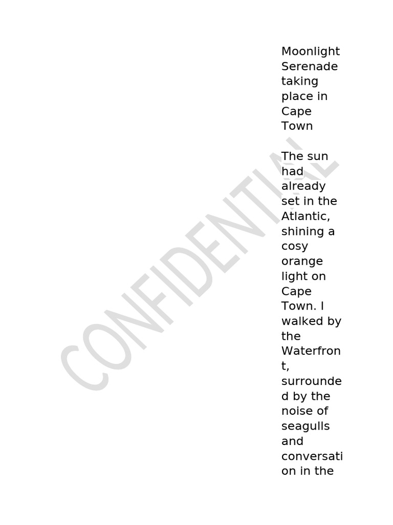 Moonlight Serenade Taking Place in Cape Town | PDF | Poetry