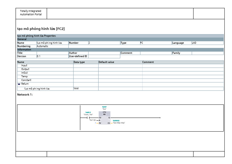 Code PLC - tạo Mô Phỏng Hình Lửa (FC2) | PDF