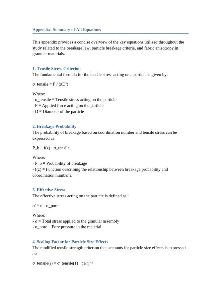 Appendix Summary of All Equations | PDF | Teaching Methods & Materials
