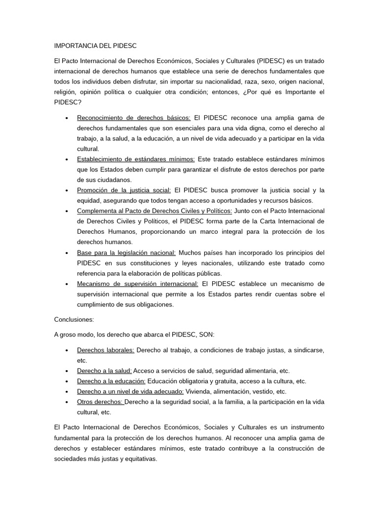 IMPORTANCIA DEL PIDESC-Julissa | PDF | Derechos humanos | Ciencias ...