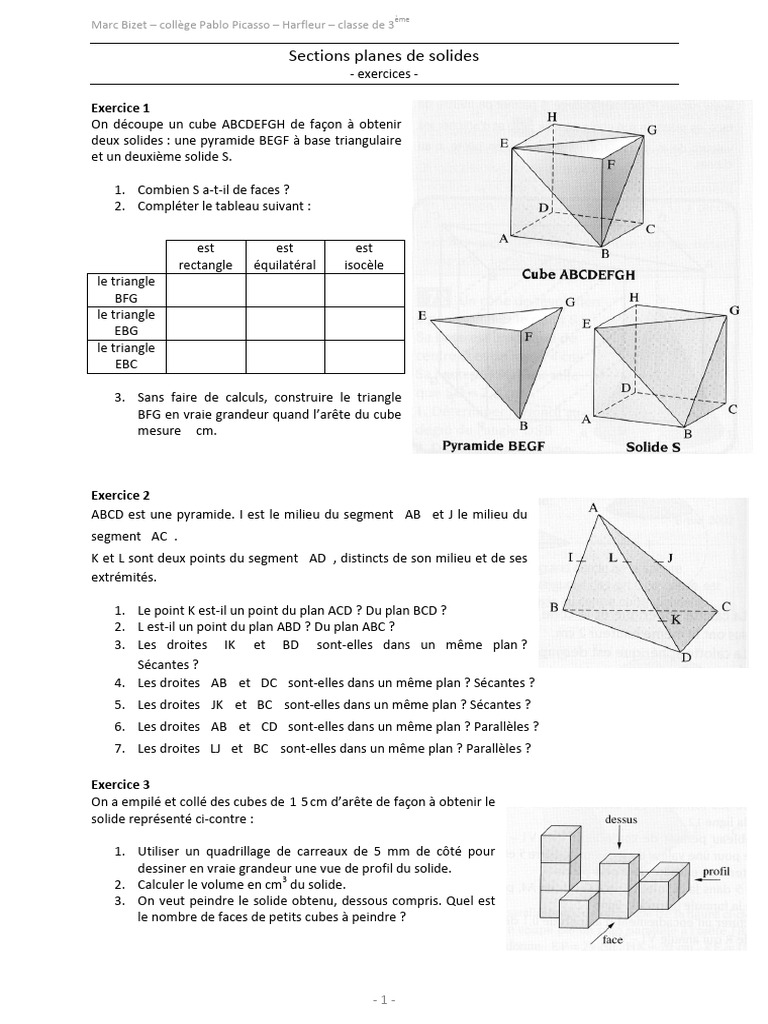 Exercice sur les sections planes de solides | PDF | Triangle | Zone