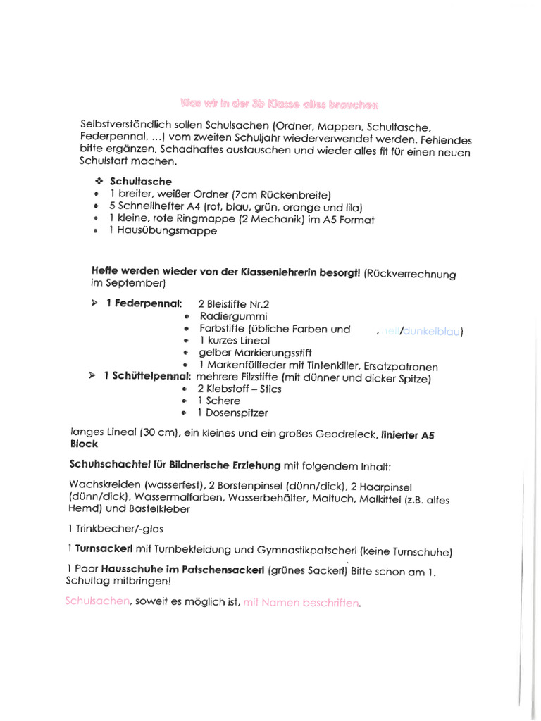 Schulsachen 3 B | PDF