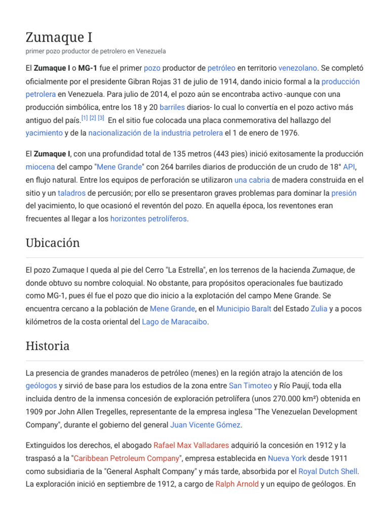 Zumaque I - Wikipedia, La Enciclopedia Libre | PDF | Petróleo | Venezuela