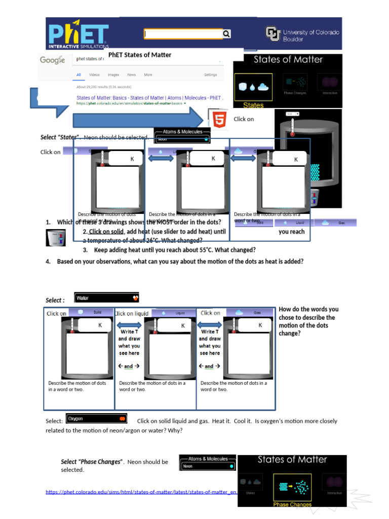 PhET - States of Matter in html5 | PDF | Phase (Matter) | Molecules