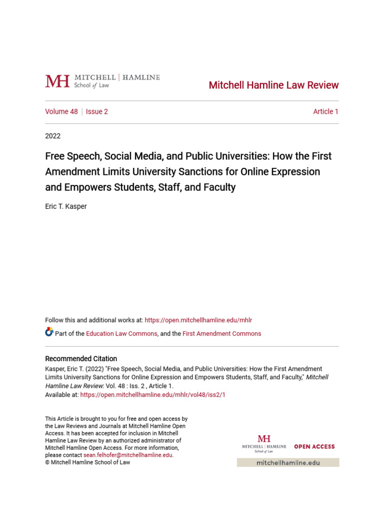 Free Speech Social Media and Public Universities - How The First | PDF ...
