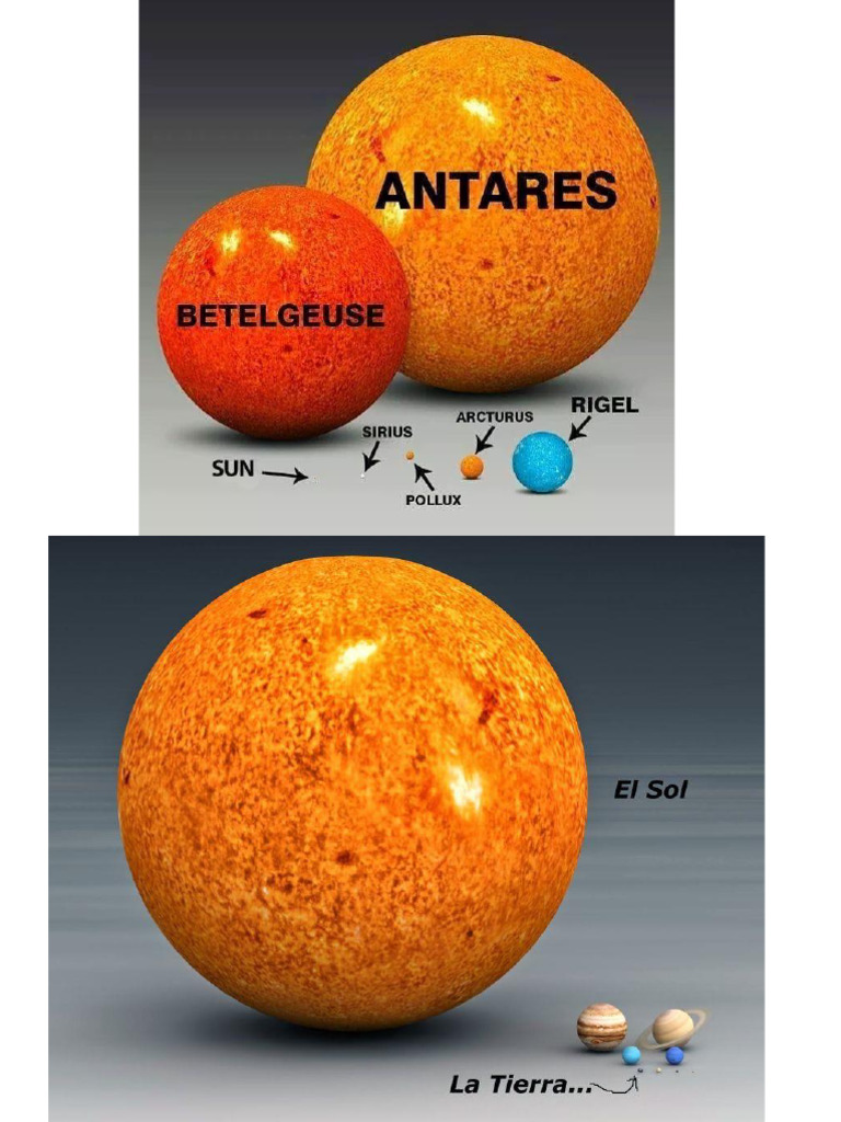 Comparación de Las Estrellas y El Sol Con La Tierra | PDF