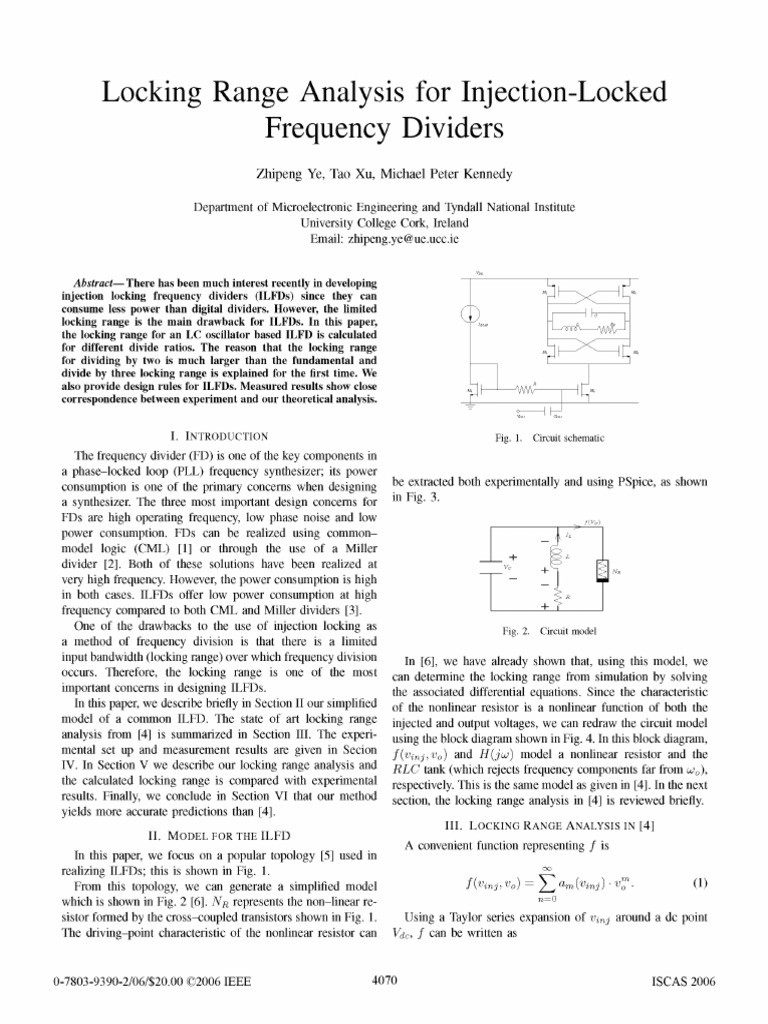 Locking Range Analysis For Injectionlocked Frequency Dividers | PDF | Electrical Network ...