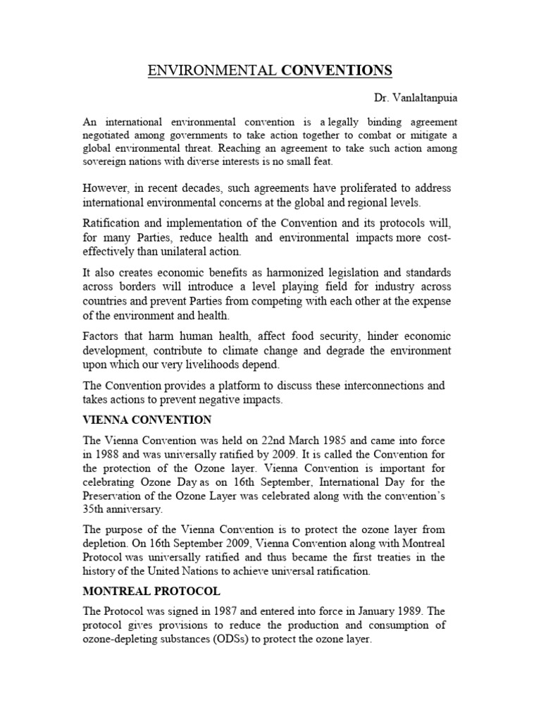 Key International Environmental Conventions | PDF | United Nations ...