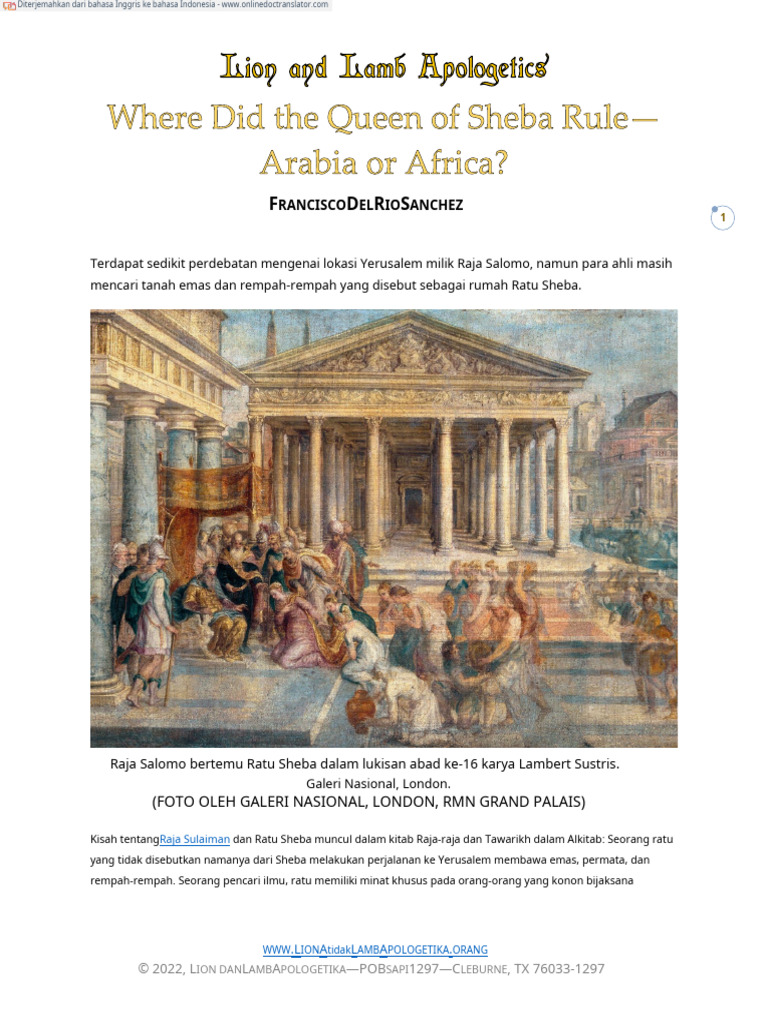 Ratu Sheba: Legenda dan Lokasi Asal | PDF