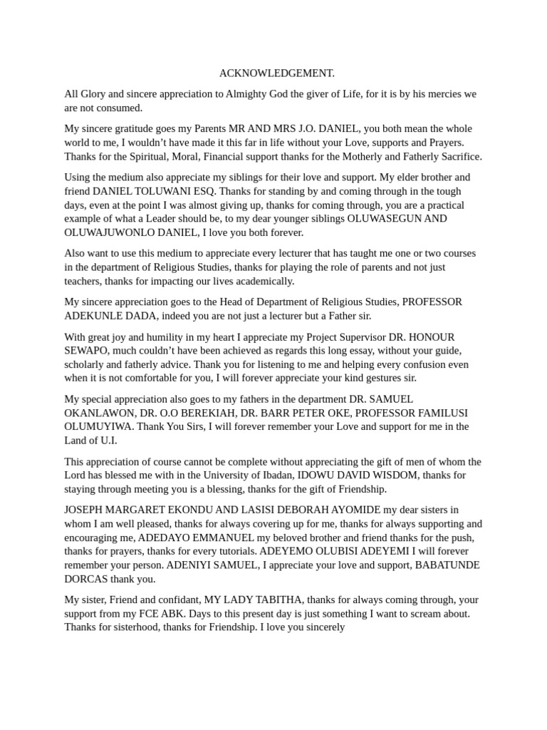 ACKNOWLEDGEMENT Project UI | PDF