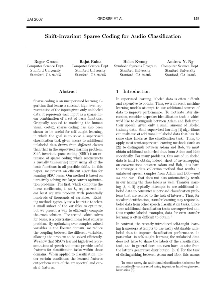 Shift Invariant Sparse Coding For Audio Classification Pdf Discrete Fourier Transform