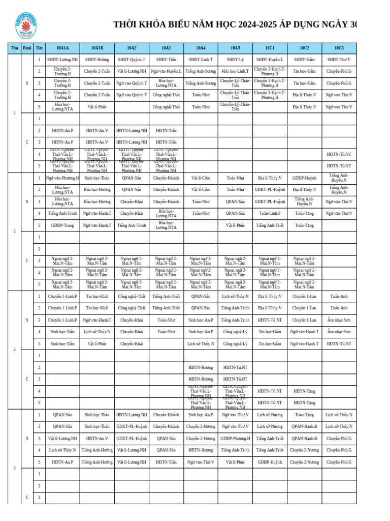 TKB Áp D NG T 2024-09-30 (Chính TH C) | PDF