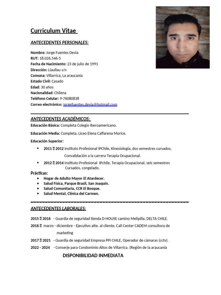 Curriculum Vitae de Jorge Fuentes Devia | PDF
