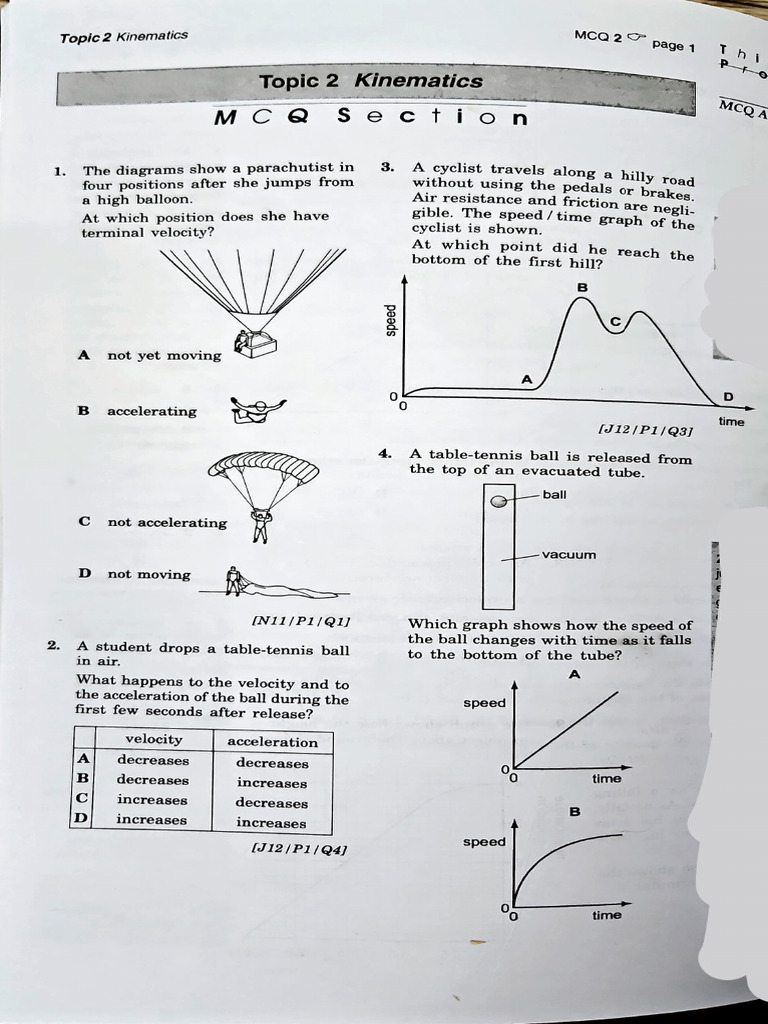 Kinematics Section A | PDF | Force | Acceleration