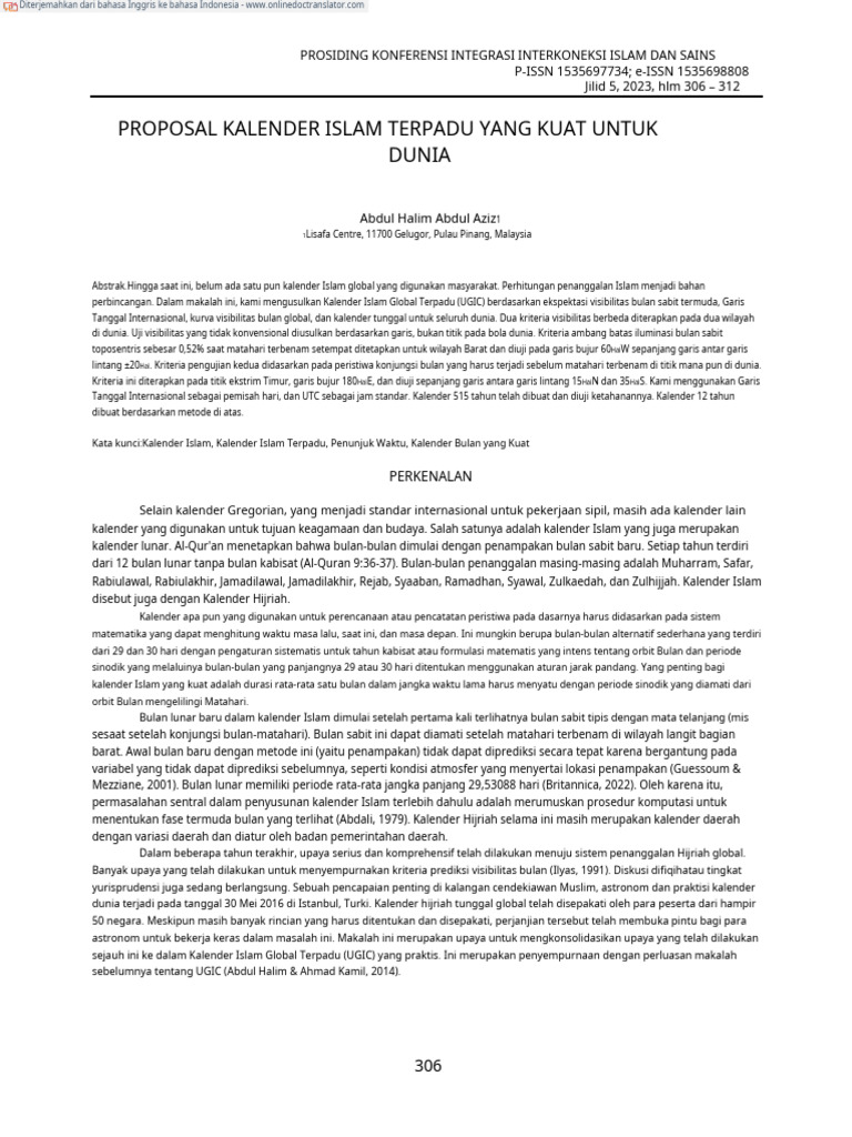 A Robust Unified Islamic Calendar Proposal For The World - En.id | PDF | Sains & Matematika ...