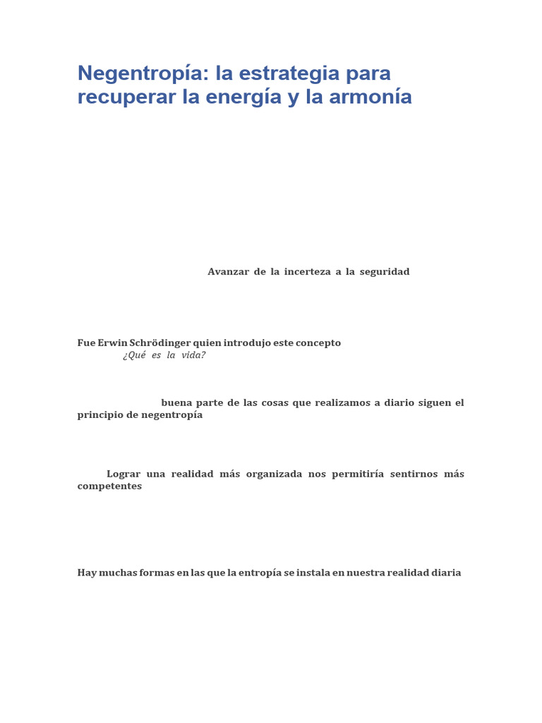 Negentropía | PDF | Entropía | Vida