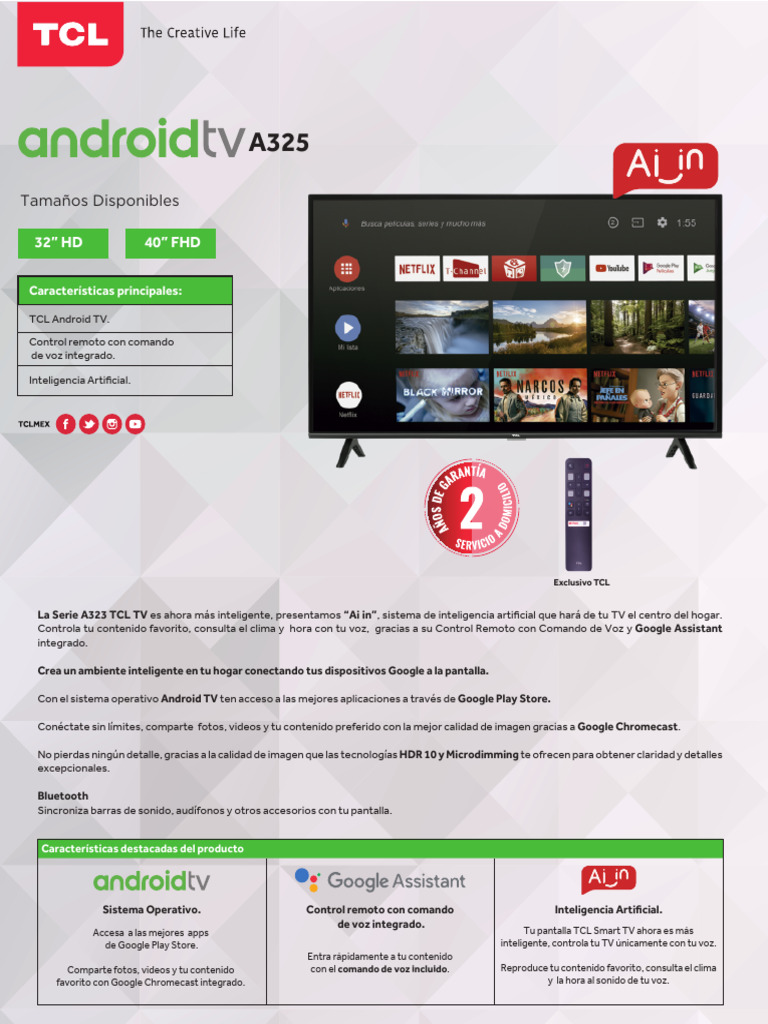 TCL A325 TV | PDF | Google Play | Tecnología de cine y video