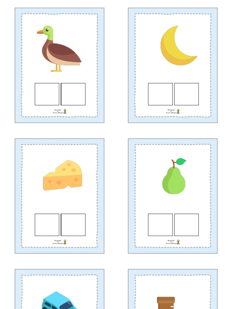 Tarjetas Manipulativas Palabras Bisilabas | PDF