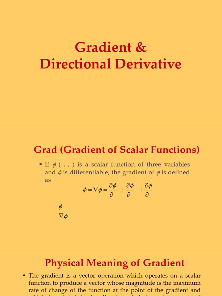 L20 Gradient Directional Derivative Lecture 2 Pdf Gradient Mathematical Analysis