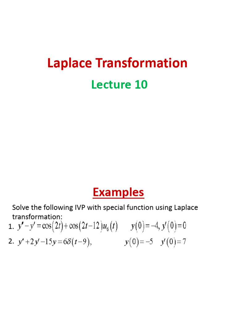 L18 - Laplace Transformation-Lecture 10 | PDF | Calculus | Subtraction