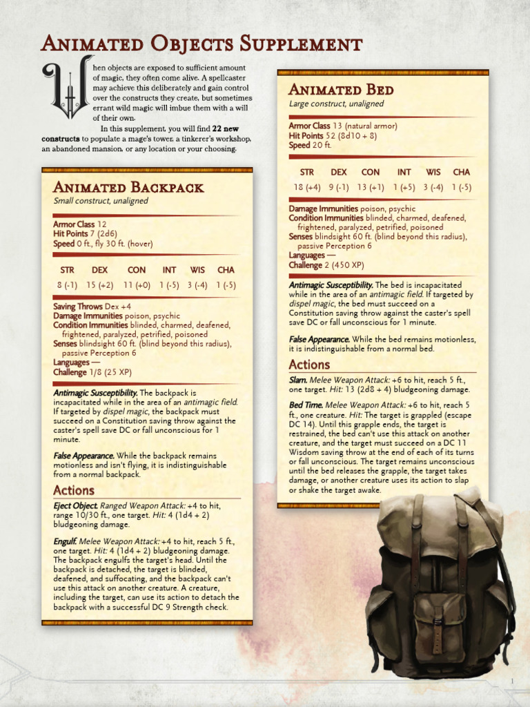 DMDave - Animated Objects Supplement | PDF