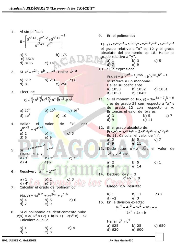 Repaso de Algebra | PDF | Factorización | Álgebra abstracta