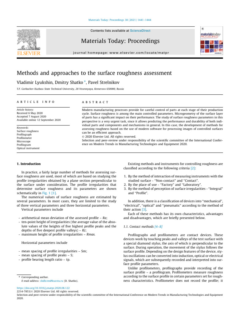 Surface Roughness Assessment Methods | PDF | Surface Roughness | Microscope