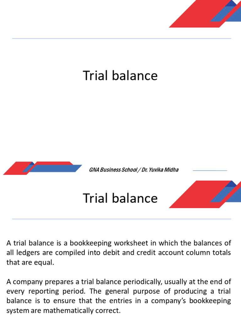 Understanding Trial Balance in Accounting | PDF | Debits And Credits ...