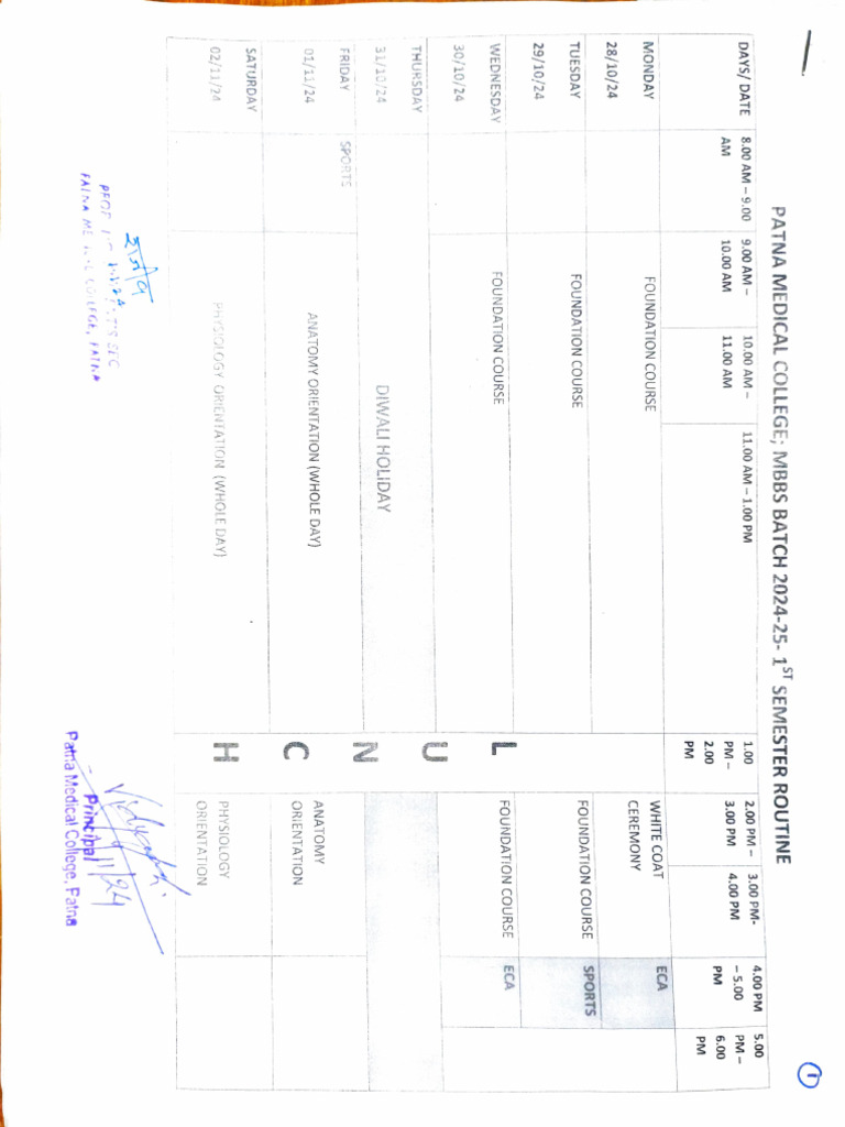 Batch 2024-25 Semester Routine | PDF | Health Sciences | Organisms