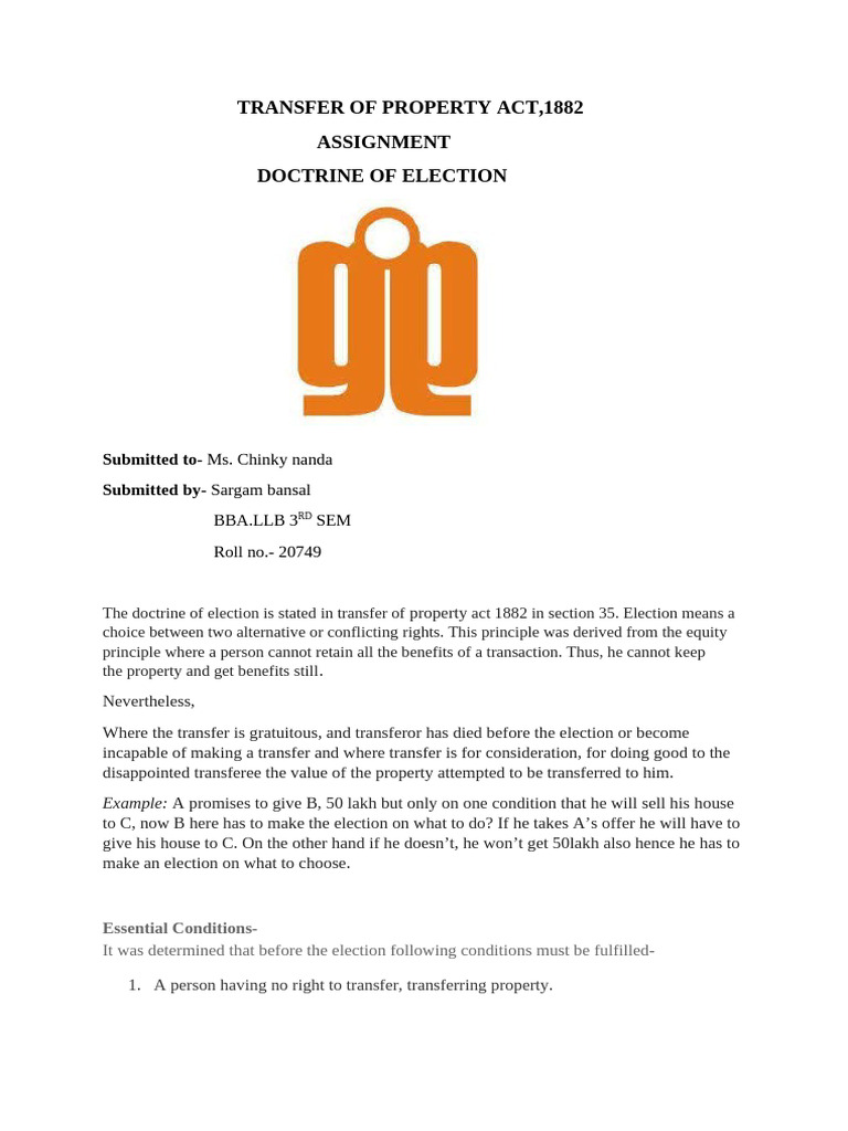 Doctrine of Election in Property Transfer | PDF | Justice | Crime ...