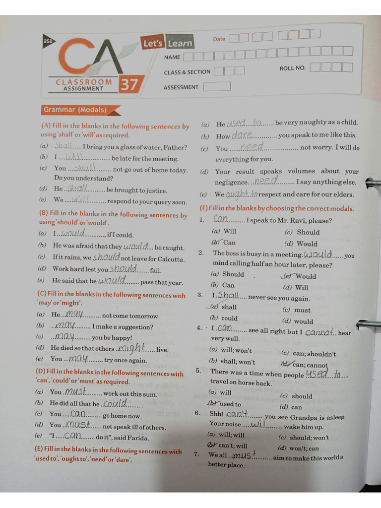 Modals Class 11 TH | PDF