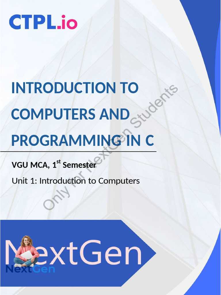 Unit 1 - Fundatmentals To Computers and Programming in C | PDF | Computer Data Storage | Read ...