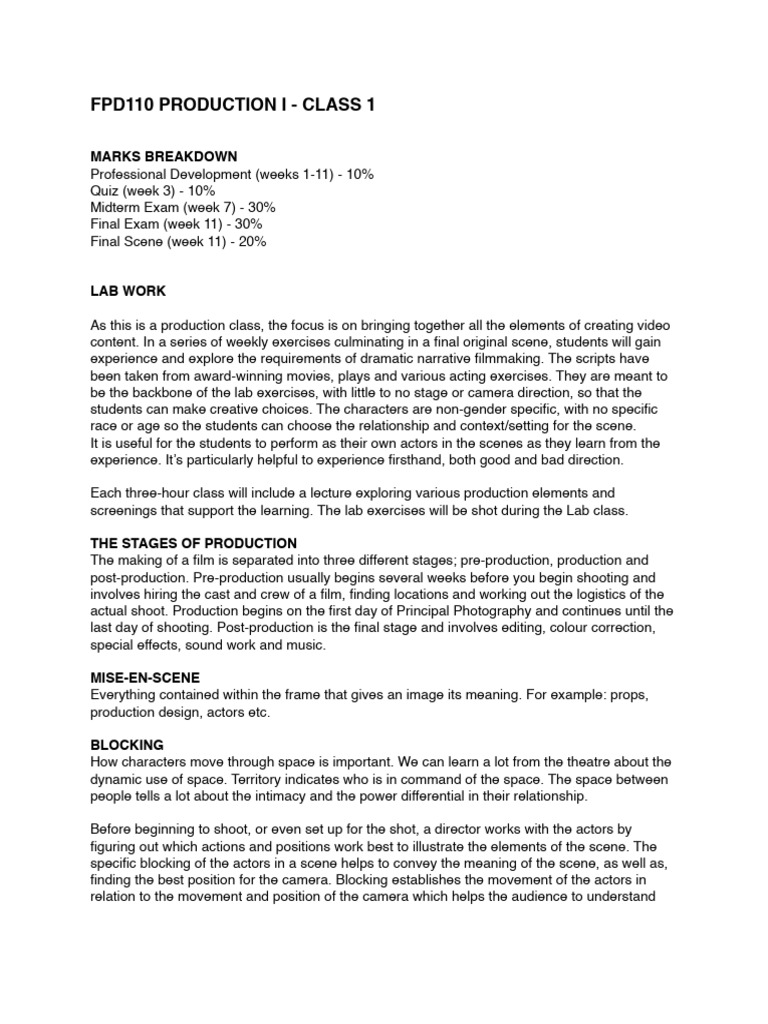 CLASS 1 - Notes Links | PDF | Filmmaking