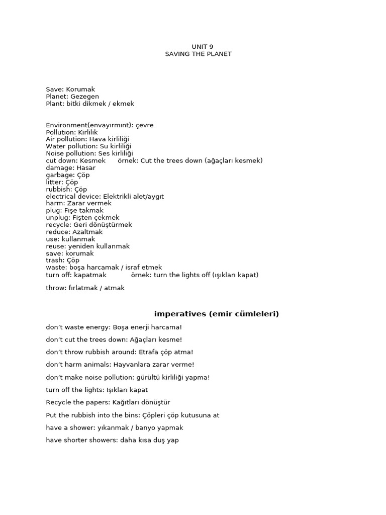 Ünit 9 - Saving The Planet | PDF