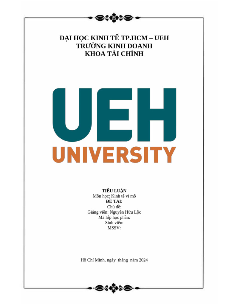 Bìa Kinh Tế VI Mô Assignment | PDF