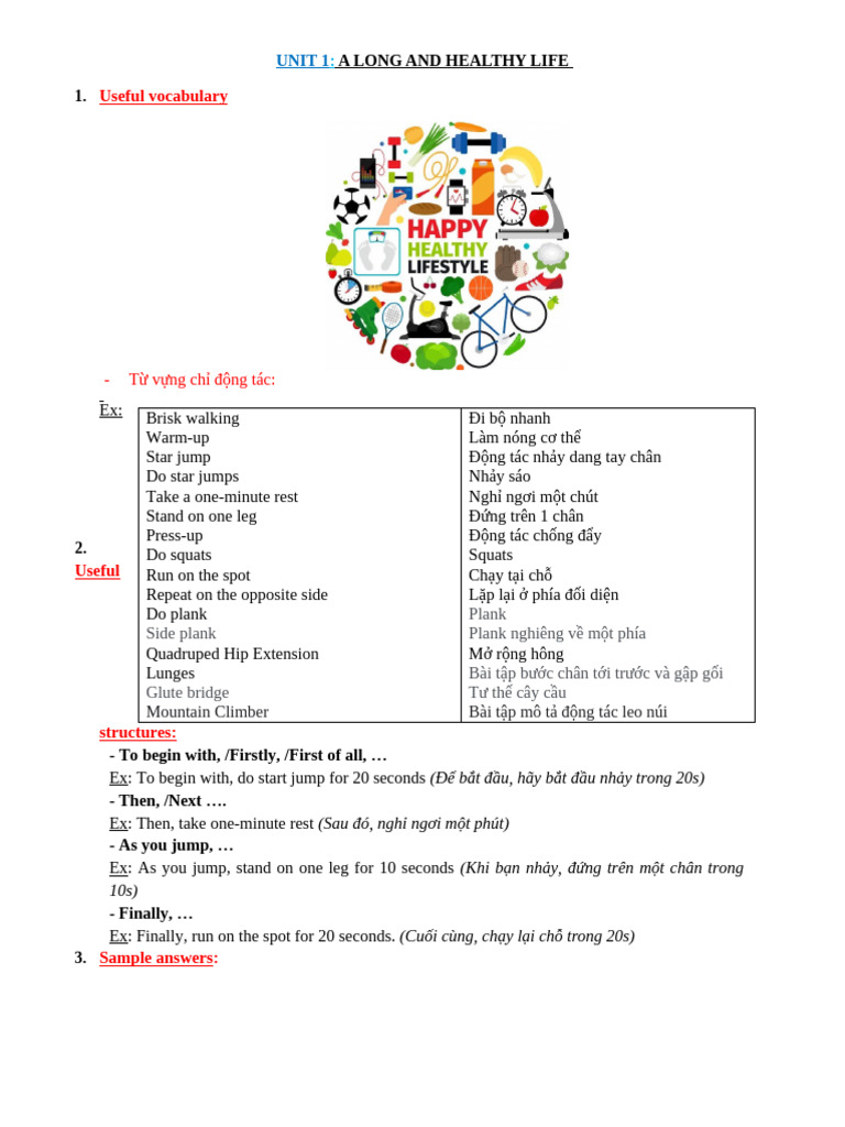 (Speaking) Unit 1 - A Long and Healthy Life | PDF
