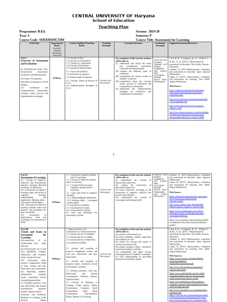 Teaching Plan (Assessment For Learning) 2019 | PDF | Percentile ...