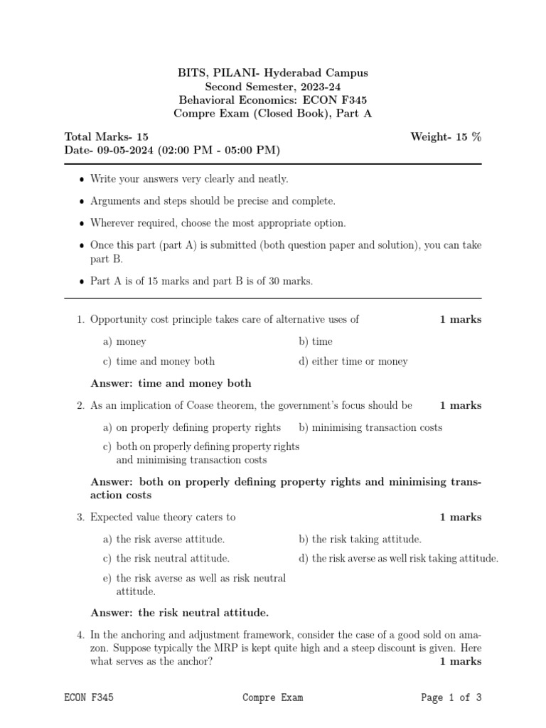 Compre Solutions (Both Parts) | PDF | Risk Aversion | Risk