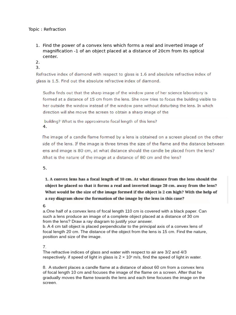 Lens Worksheet | PDF | Optics | Electromagnetic Radiation