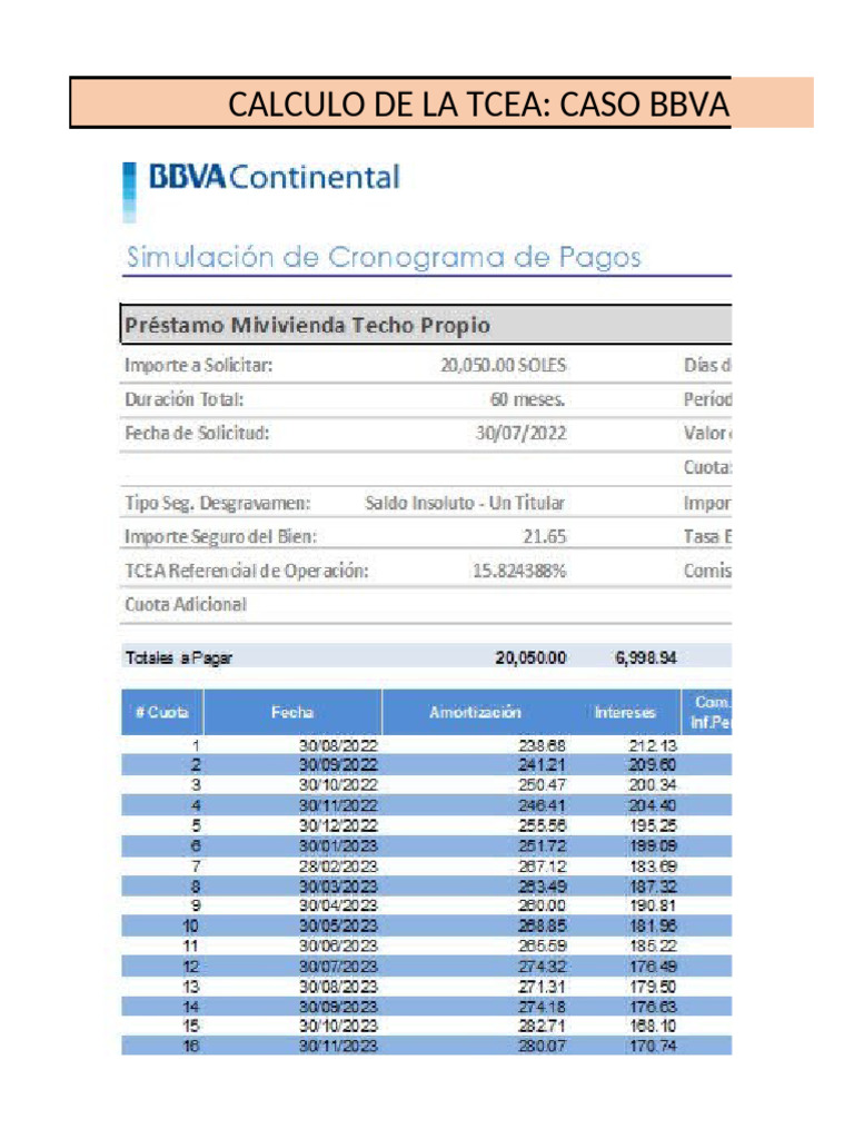 Calculo de La TCEA - Caso BBVA - 3.1.24 | PDF