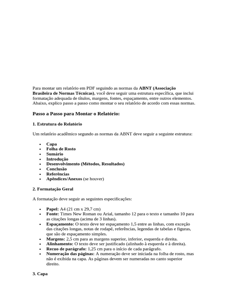 Para Montar Um Relatório em PDF Seguindo As Normas Da ABNT | PDF ...