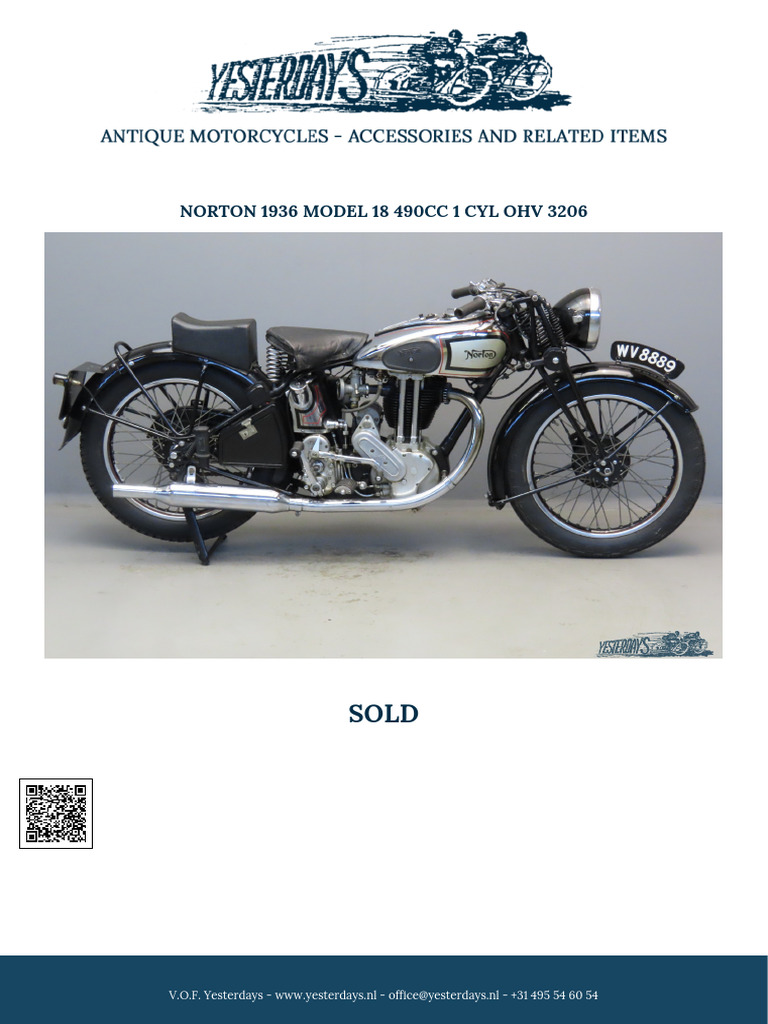 Norton 1936 Model 18 490cc 1 Cyl Ohv 3206 | PDF | Motor Vehicle | Engines