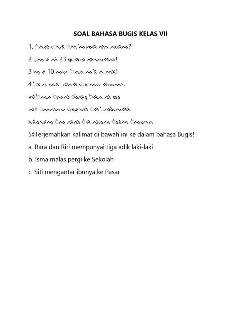 Soal Bahasa Bugis Kelas Vii&viii | PDF